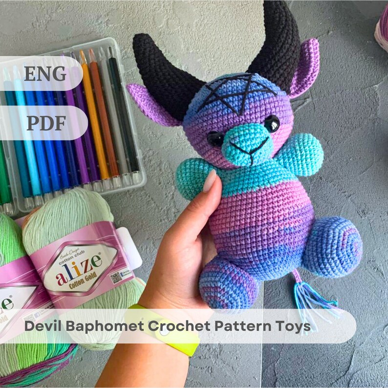 Devil Baphomet Crochet Pattern Toys Devilish Amigurumi Tutorial Crochet Toy Devil Patterns ...