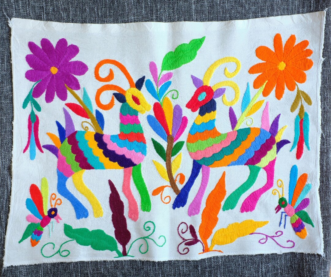 Mantel otomí, Marco de pared, Arte popular bordado a mano, Tenango ...