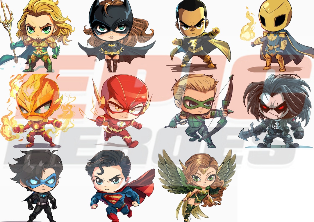 11 Superhero Chibi Baby, PNG, SVG, EPS, Superhero Clipart, Cute ...
