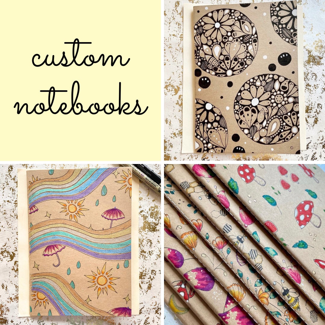 CUSTOM Hand-illustrated Notebooks A5 Dotted/blank/lined Various Unique ...