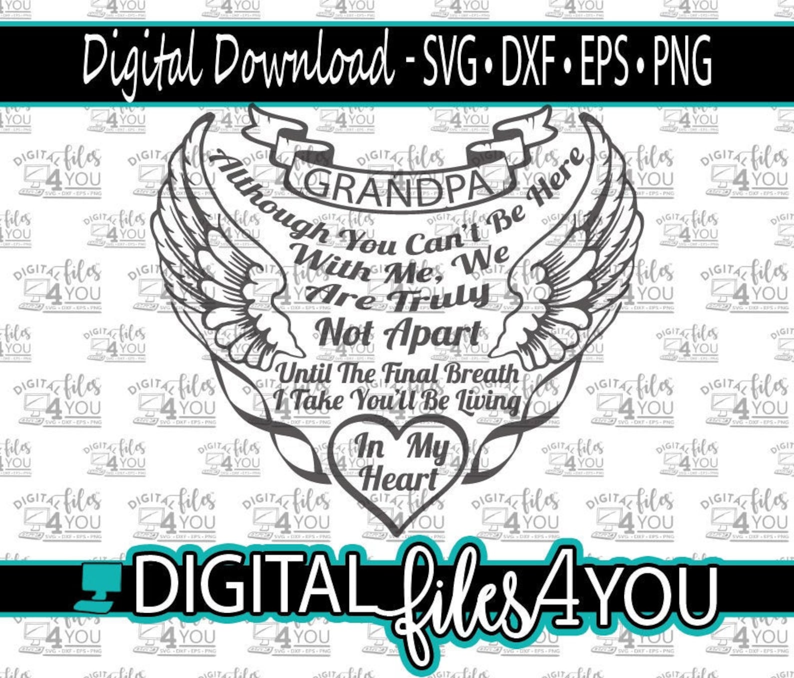 RIP Grandpa, Angel Grandpa Digital, in Memory of Grandpa Svg, in Memory ...