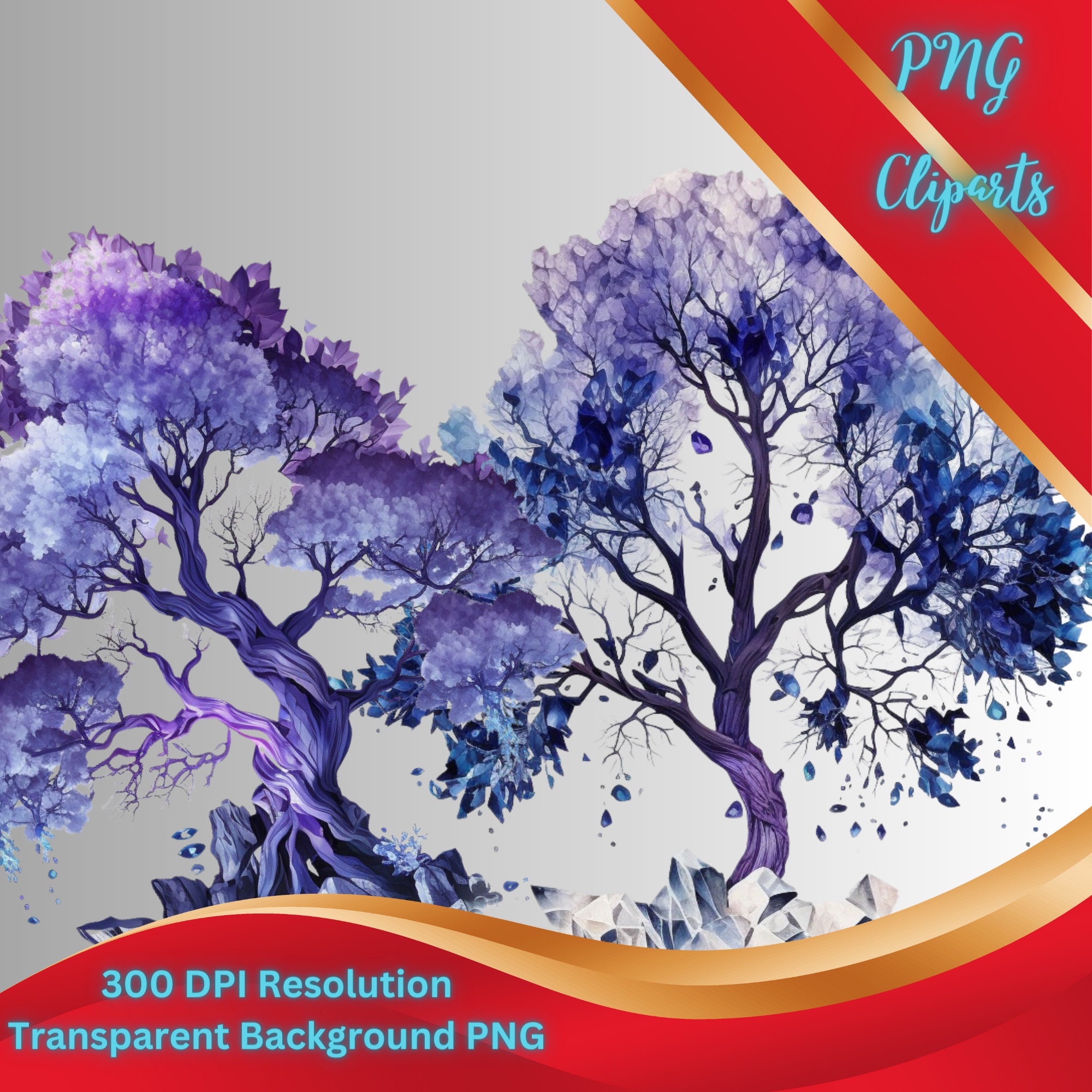 9pcs Crystal Tree Clipart Set PNG Format Instant Download for ...