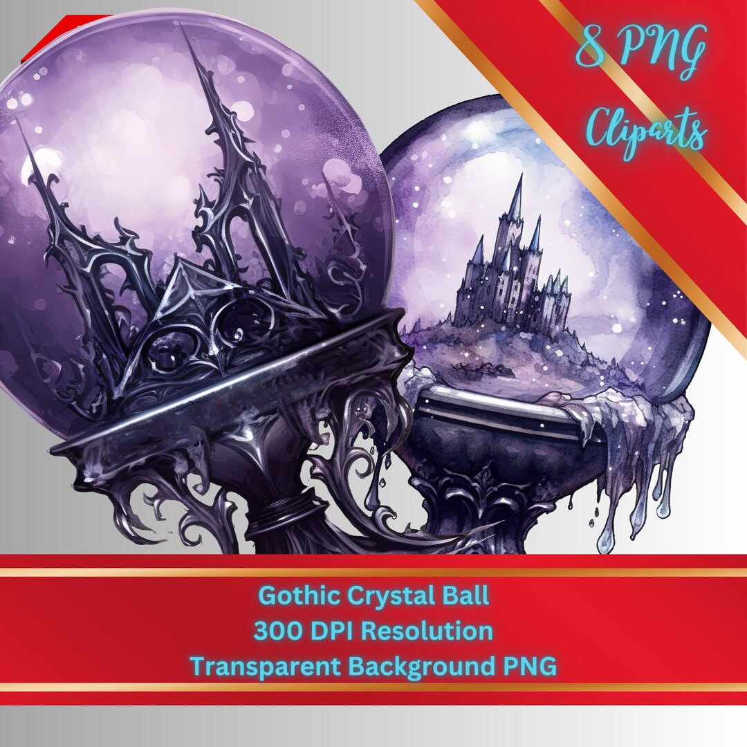 8pcs Gothic Crystal Ball Clipart Set PNG Format Instant Download for ...
