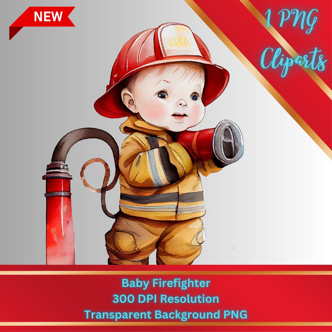 1x Baby Firefighter Clipart PNG Format Instant Download - Etsy