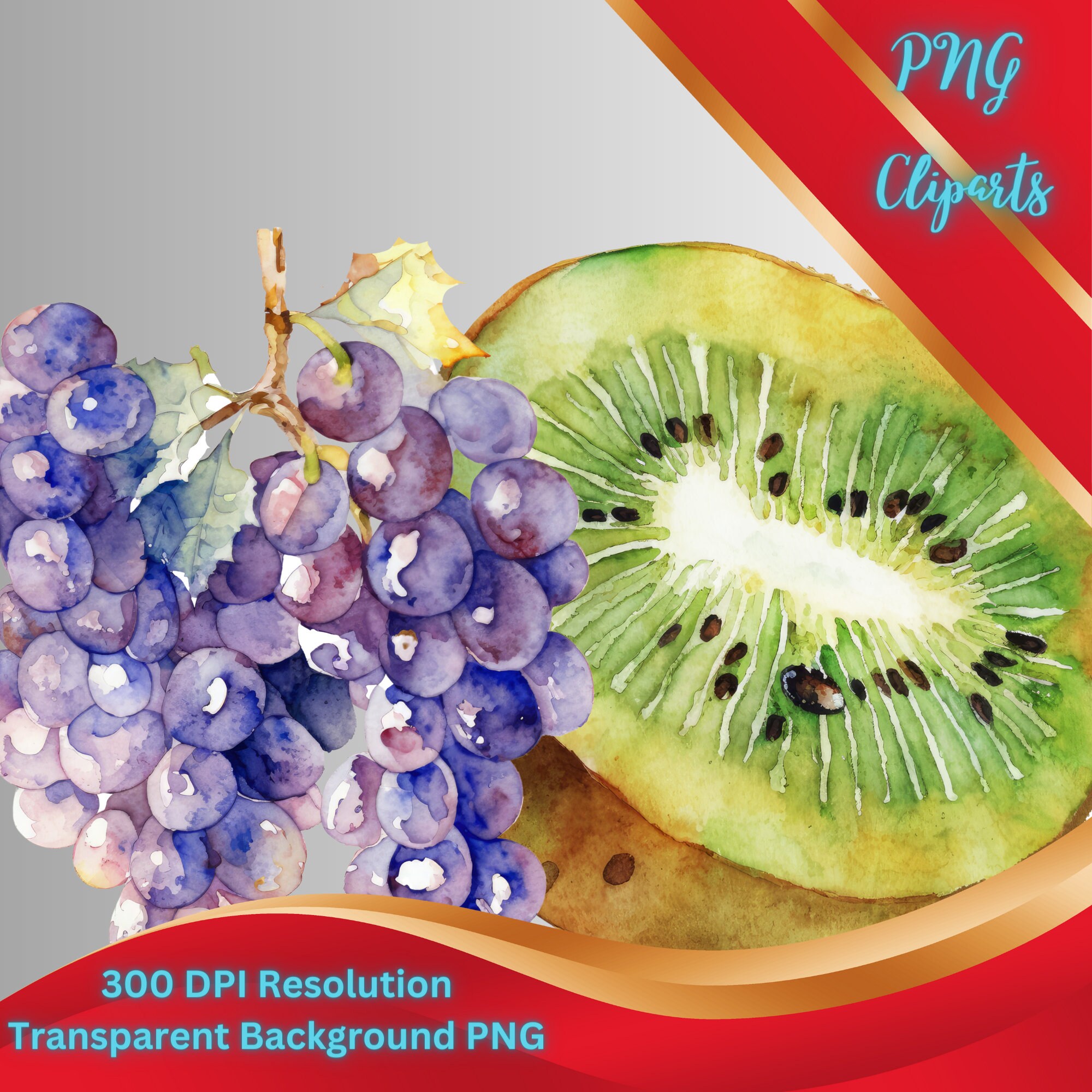 Set of 12 Fresh Fruits Cliparts, PNG Format Instant Download Through ...