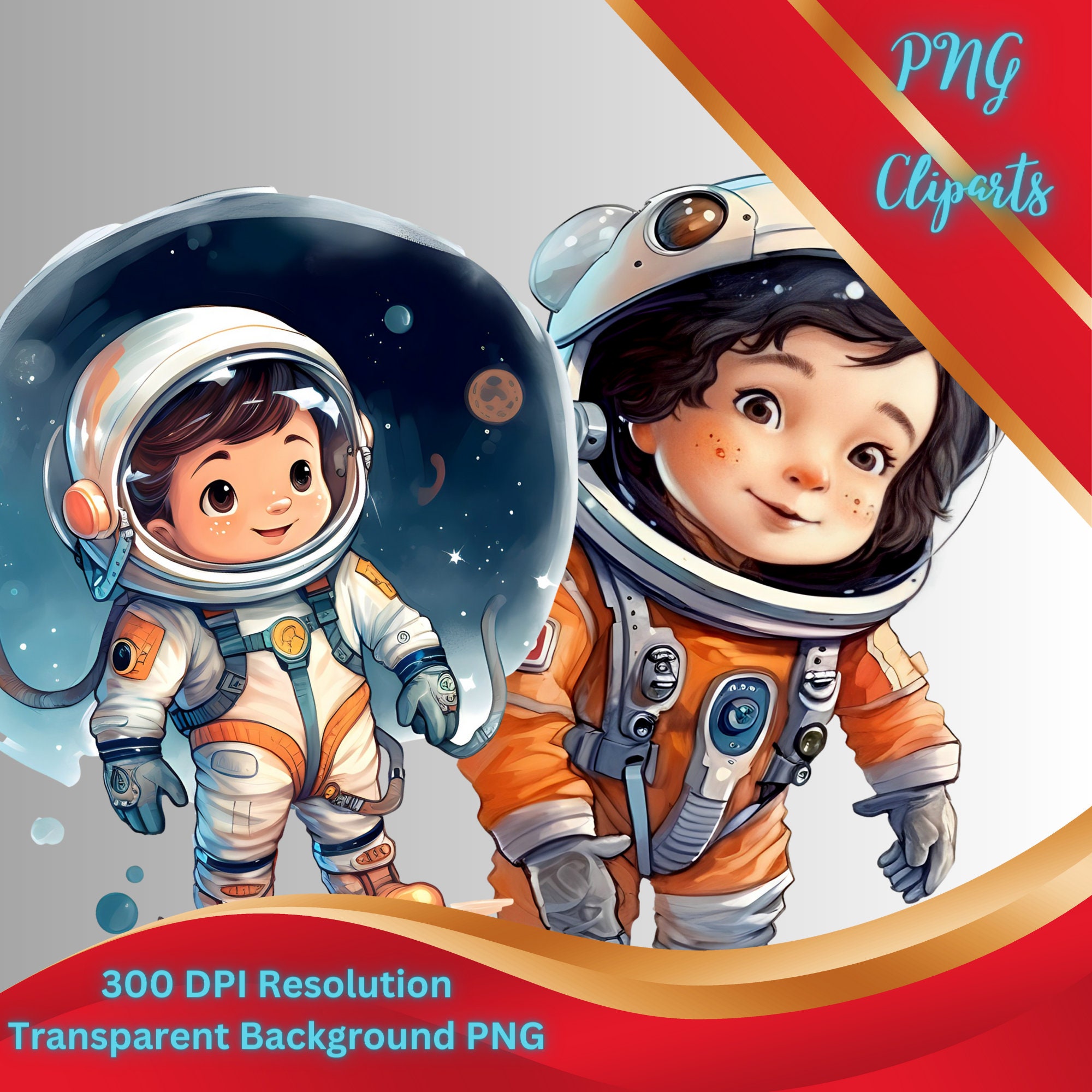 Set of 14 Astronaut Children Clipart, PNG Format Instant Download ...
