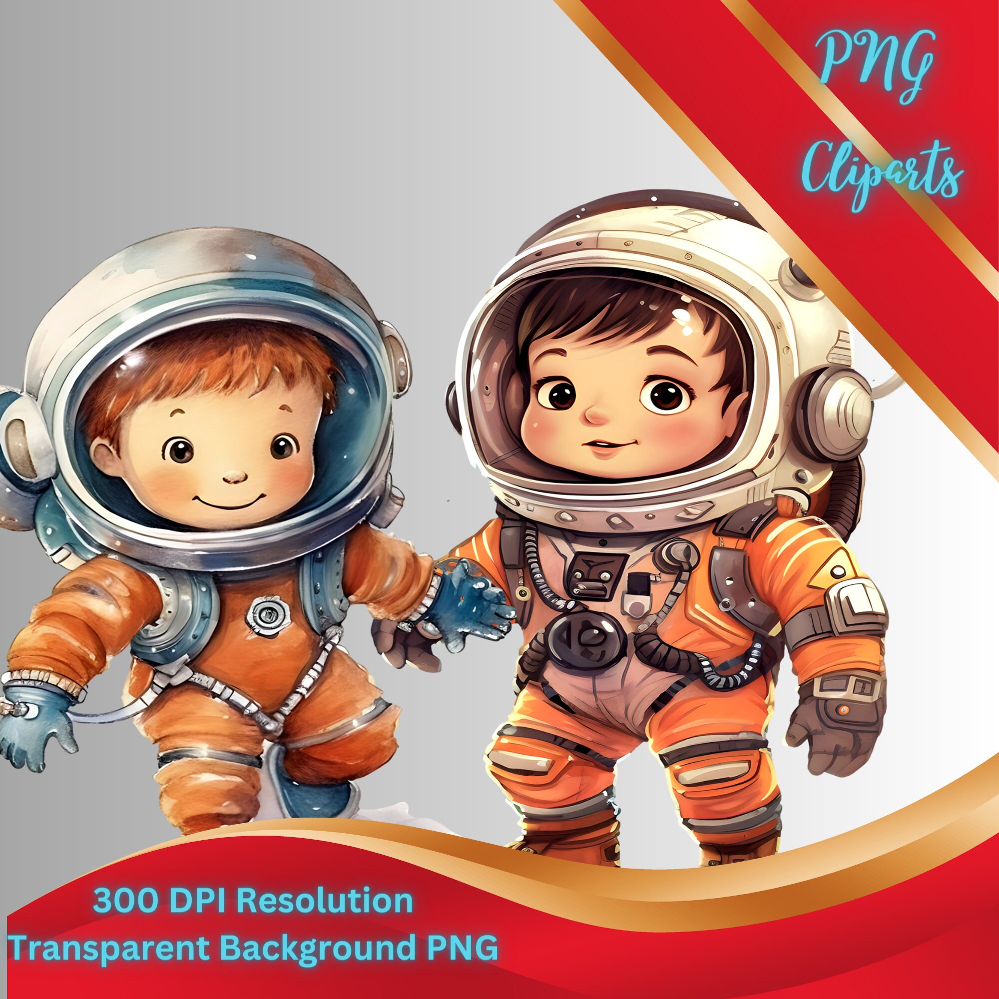 Set of 14 Astronaut Children Clipart, PNG Format Instant Download ...