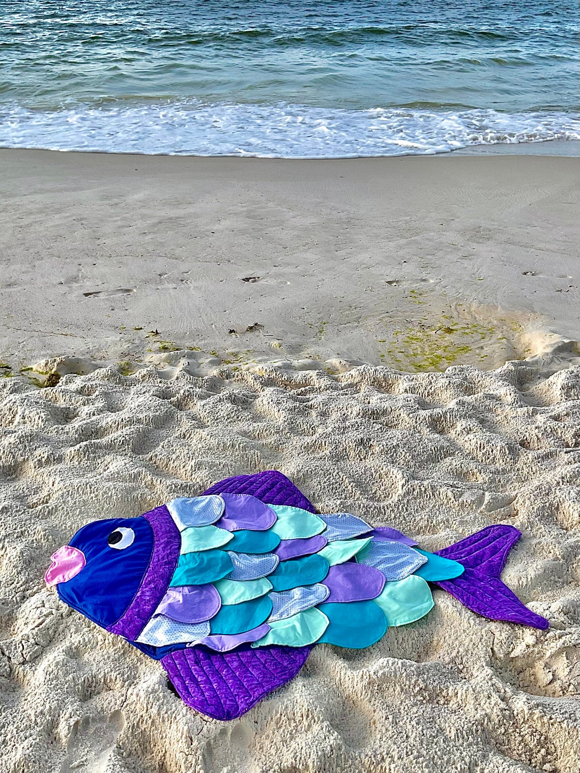 Rainbow Fish Baby Blanket and Play Mat With Moveable Rainbow - Etsy
