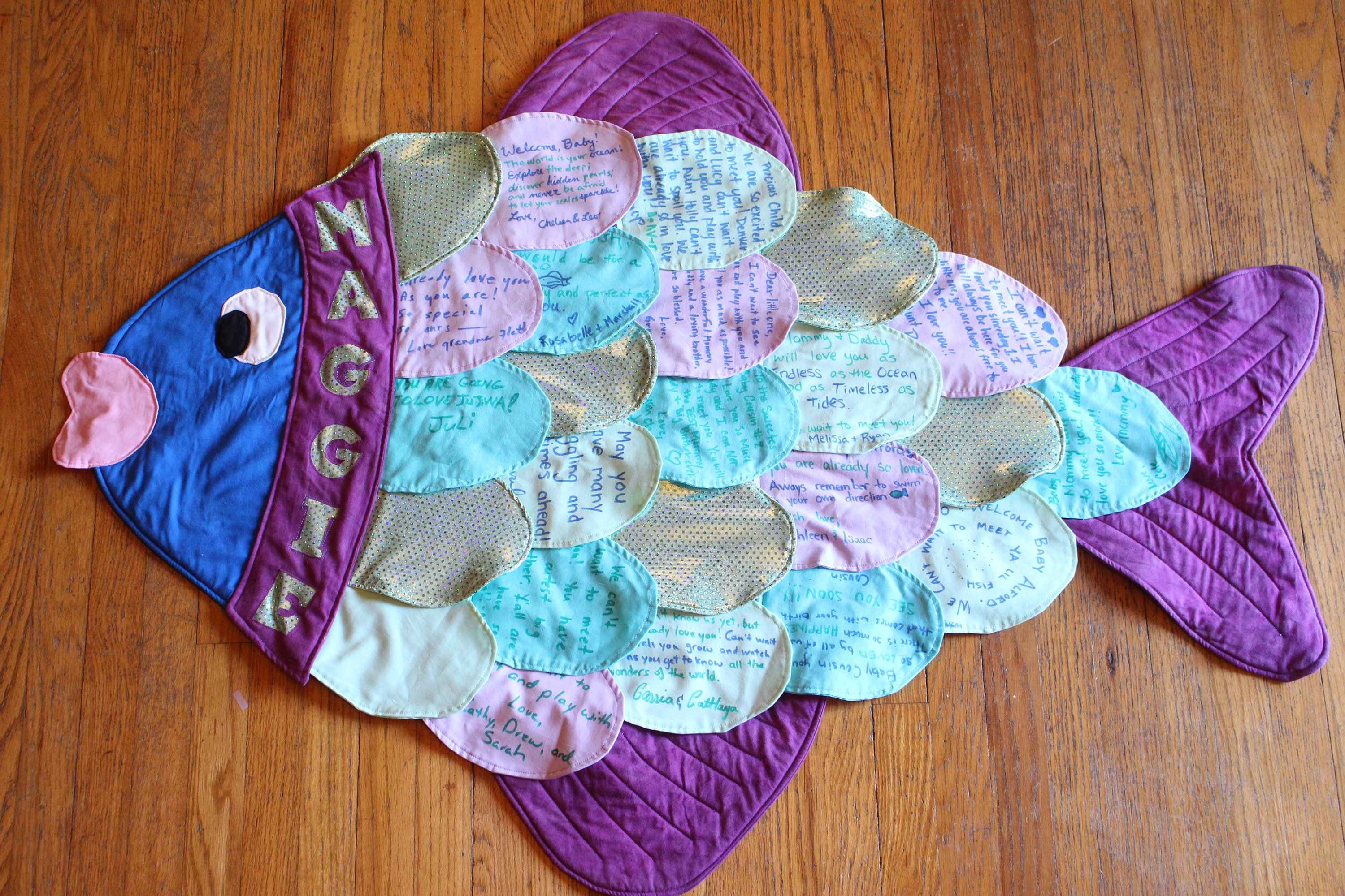 Rainbow Fish Baby Blanket and Play Mat With Moveable Rainbow - Etsy