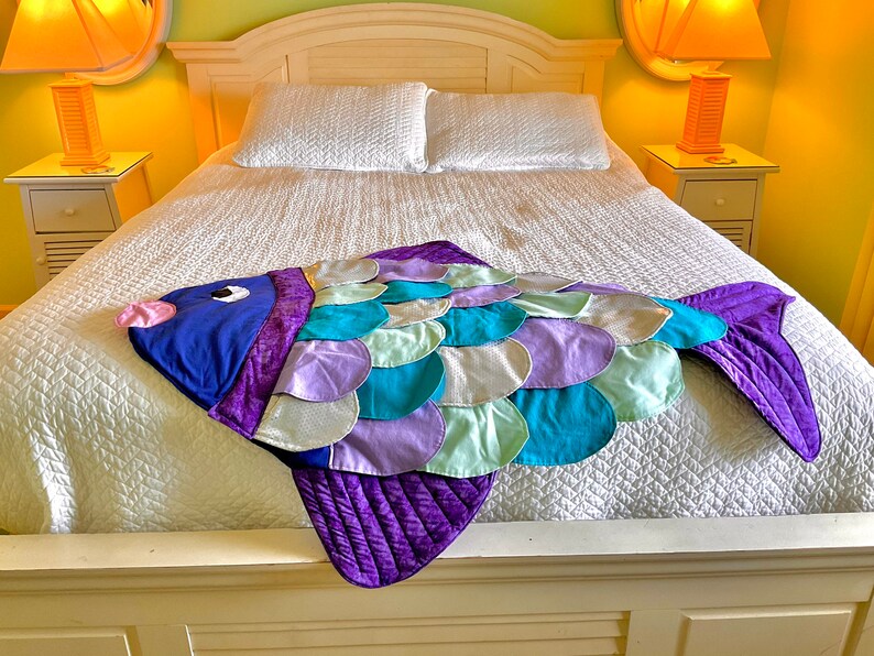 Rainbow Fish Baby Blanket and Play Mat With Moveable Rainbow - Etsy