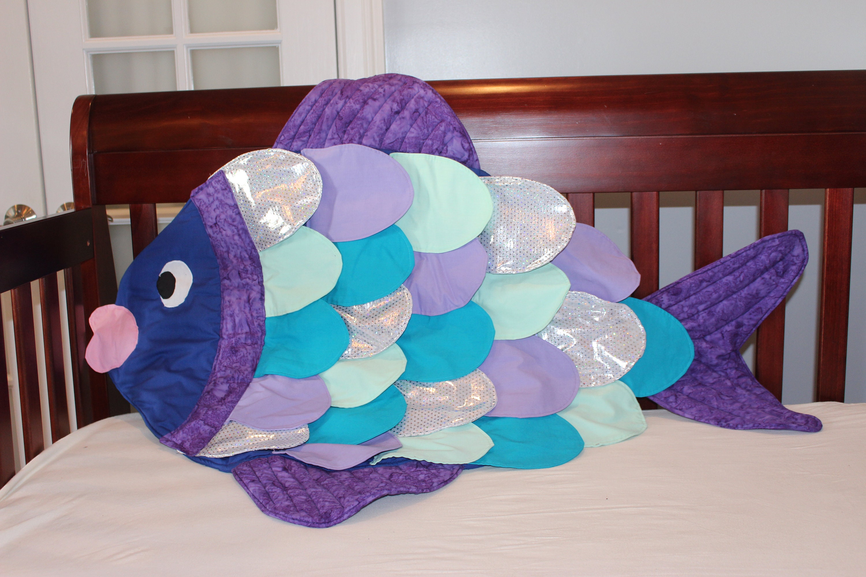 Rainbow Fish Baby Blanket and Play Mat With Moveable Rainbow - Etsy