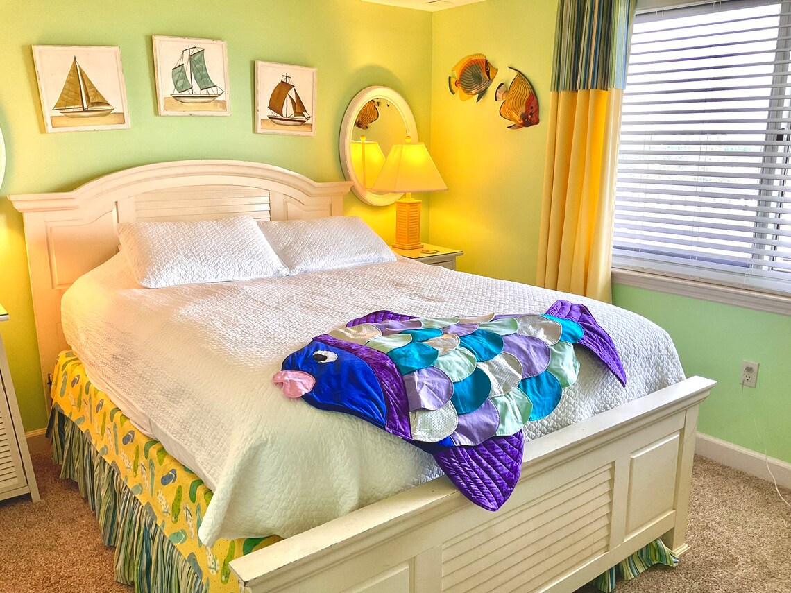 Rainbow Fish Baby Blanket and Play Mat With Moveable Rainbow - Etsy