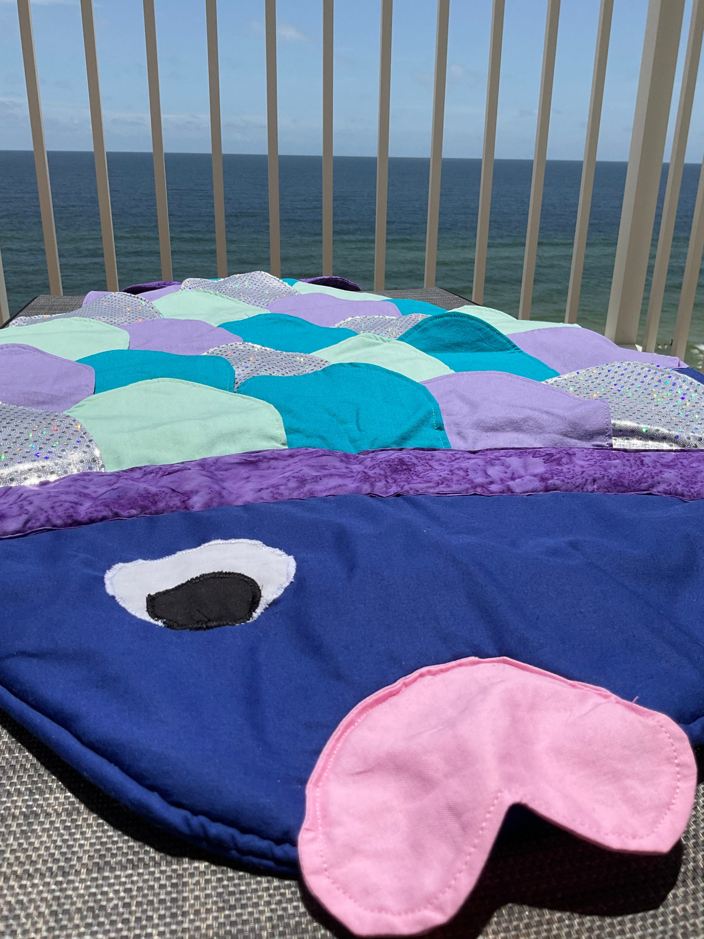 Rainbow Fish Baby Blanket and Play Mat With Moveable Rainbow - Etsy