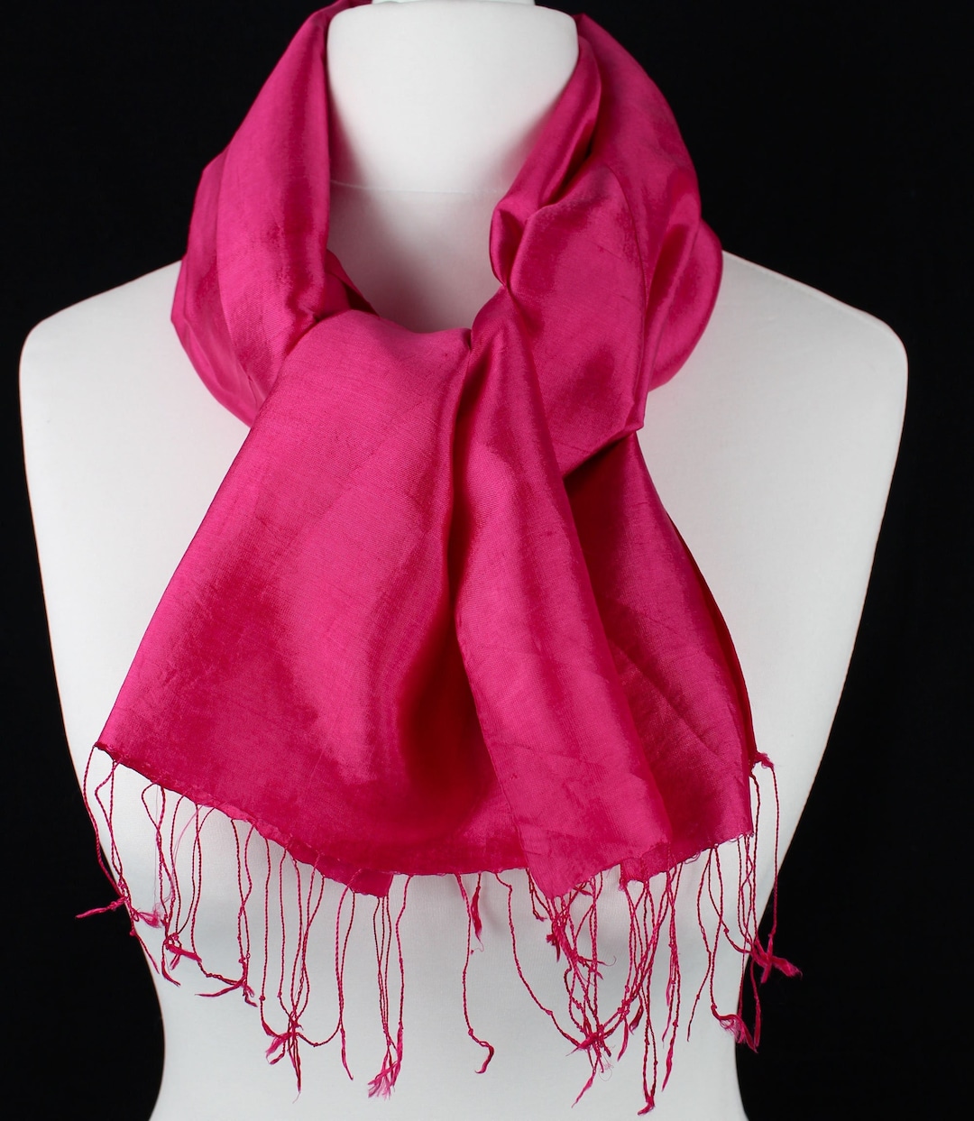 Shocking Pink Scarf, Raw Thai Silk, Neck Scarf Size - Etsy