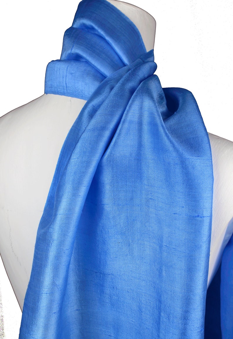Light Blue Silk Scarf Hand Loomed Raw Silk Neck Scarf Size - Etsy