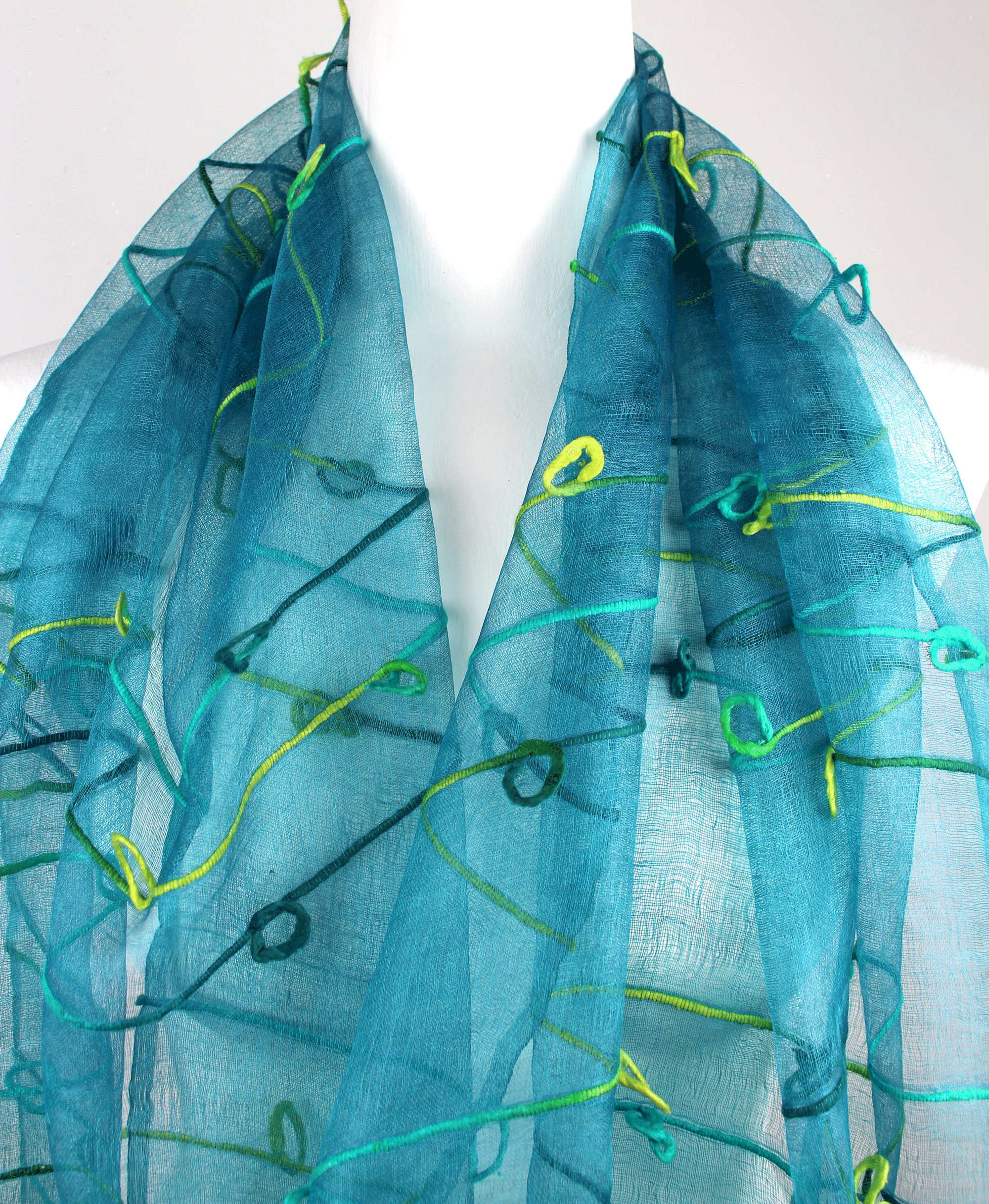Sheer Turquoise Silk Organza Shawl Wrap Pashmina Stole Scarf. | Etsy UK