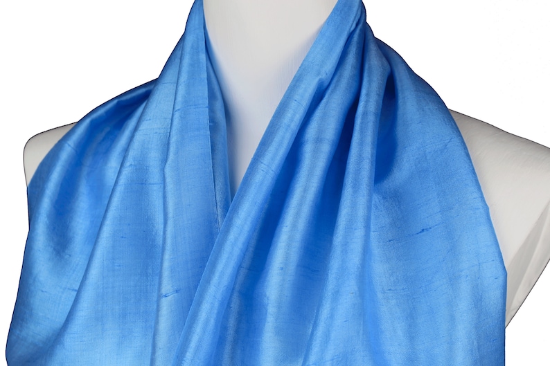 Light Blue Silk Scarf Hand Loomed Raw Silk Neck Scarf Size - Etsy
