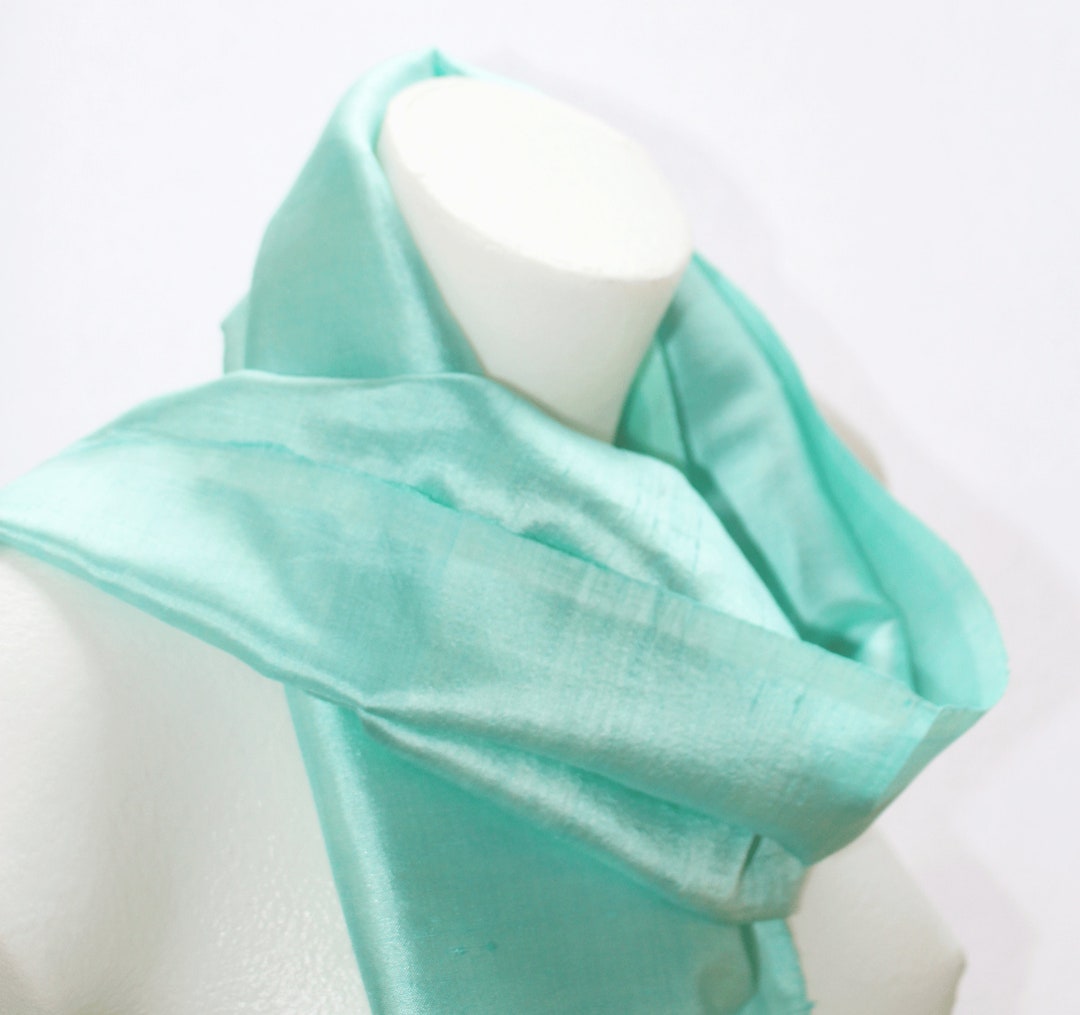Duck Egg/Aqua Silk Scarf, Hand Loomed, Neck Scarf Size - Etsy Italia
