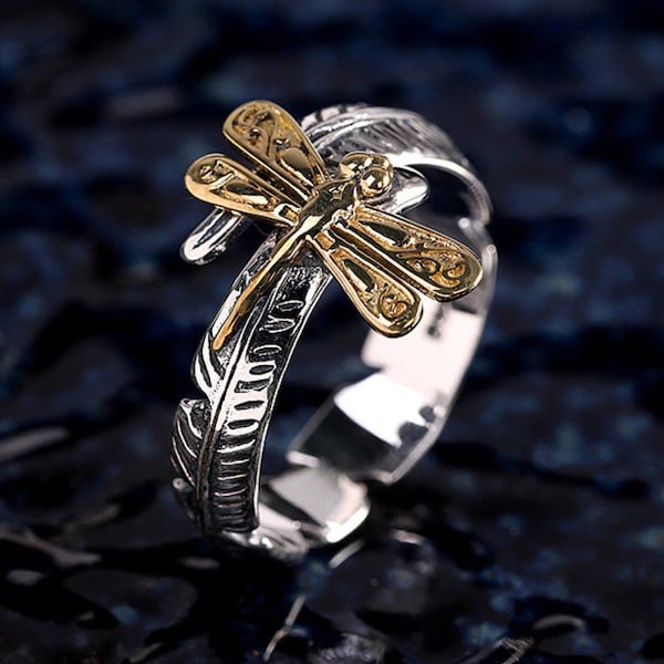 Silver Dragonfly Ring - Etsy