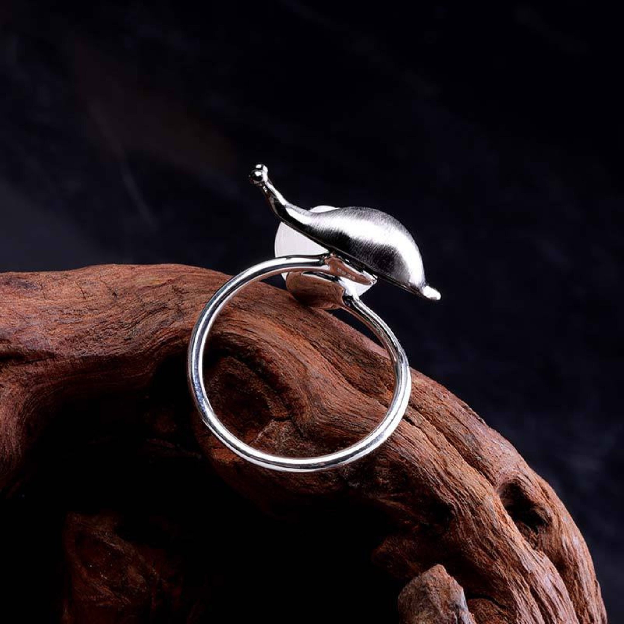 Jade Lotus Snail Ring Sterling Silver Dainty Ring Animal | Etsy