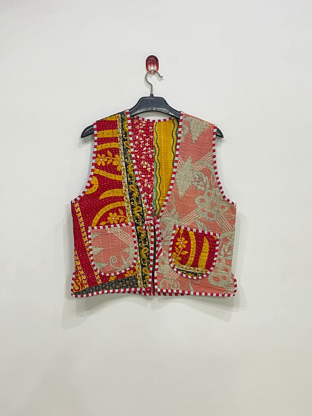 Handmade Kantha Waist Coat, Vintage Kantha Waistcoat Jacket, Cotton ...
