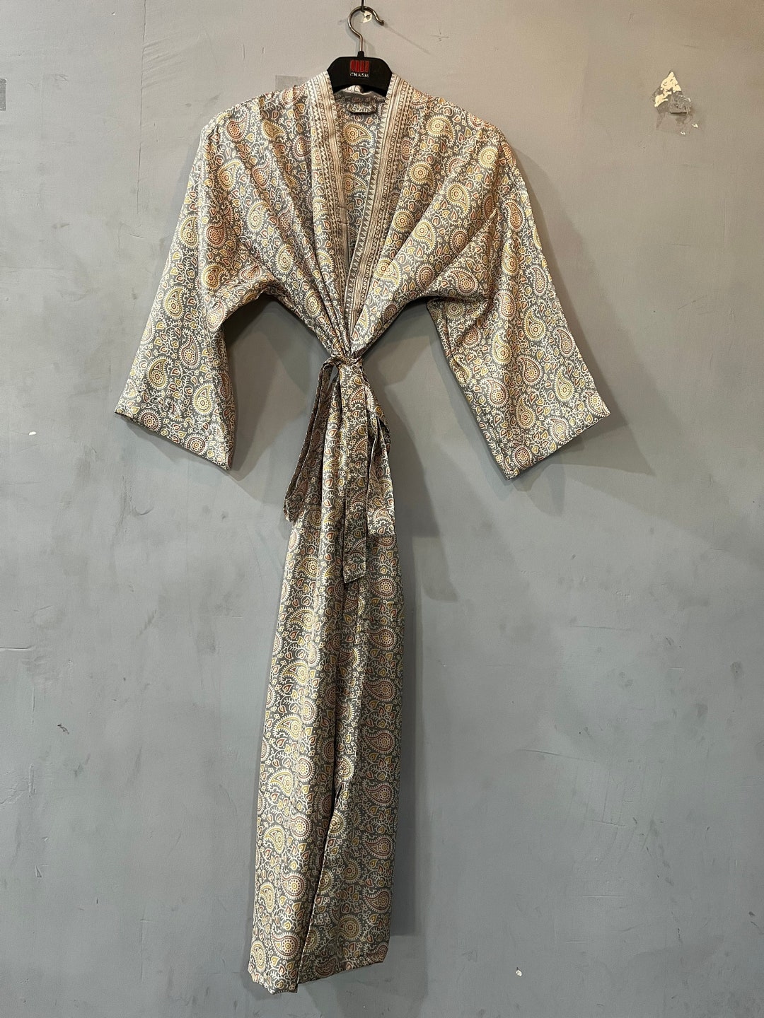 Handmade Silk Kimono Robe, Recycle Saree Silk Bathrobe, Summer Silk ...