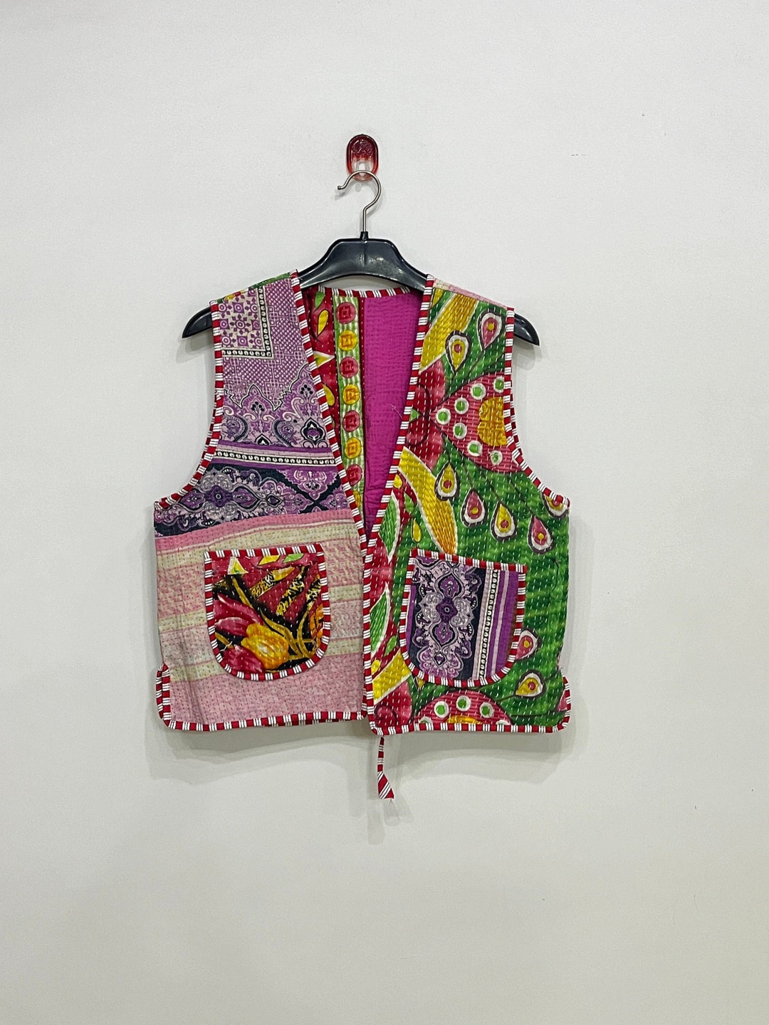 Kantha Waistcoat, Sleeveless Summer Kantha Vest for Women, Cotton ...