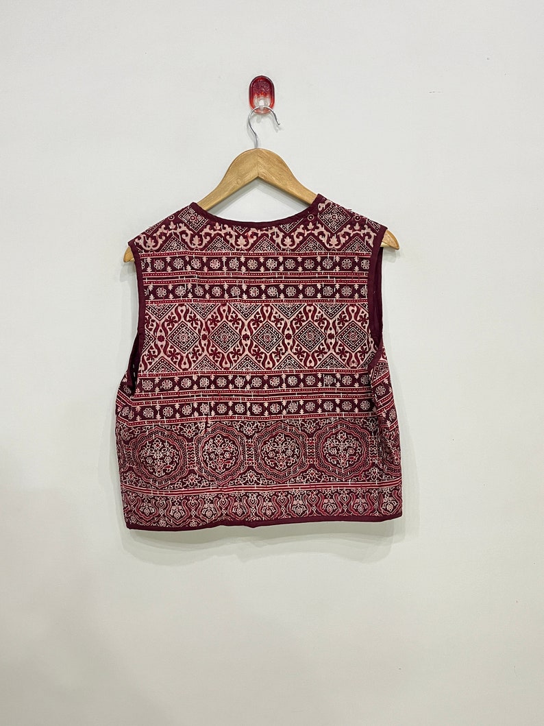 Beautiful Ajrakh Printed Cotton Kantha Waistcoat, Kantha Vest Jacket ...