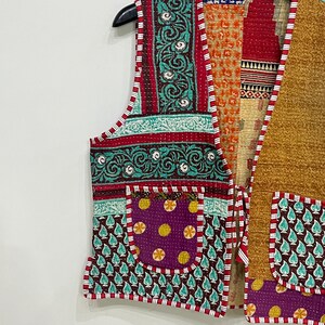 Sleeveless Cotton Kantha Jacket, Indian Handmade Vintage Kantha ...