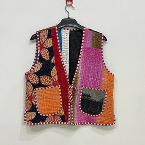 Sleeveless Cotton Kantha Waistcoat for Men and Women's, Handmade Kantha ...