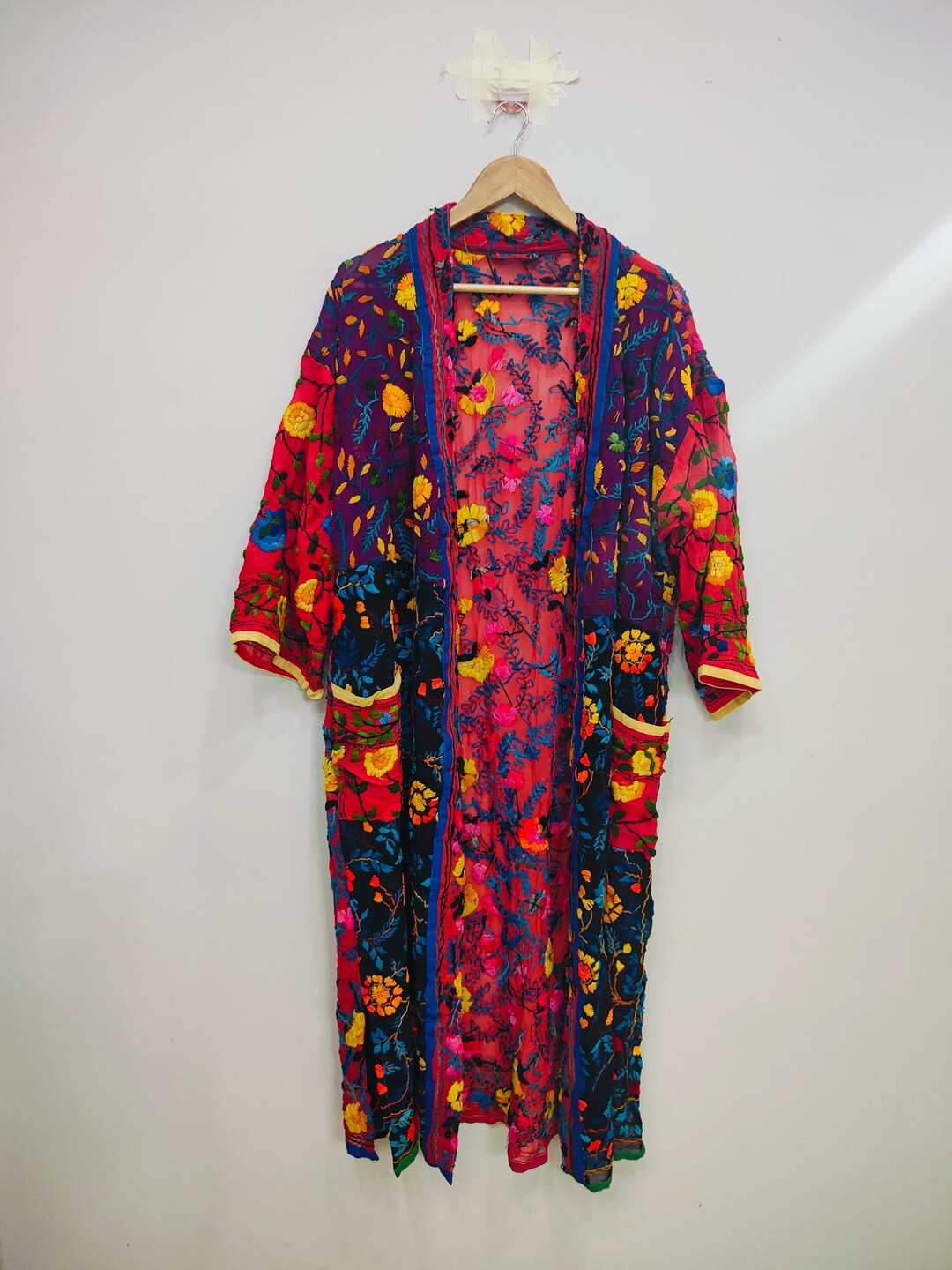 Phulkari Embroidery Kimono Jacket, Kimono for Women, Winter Wear Thread ...