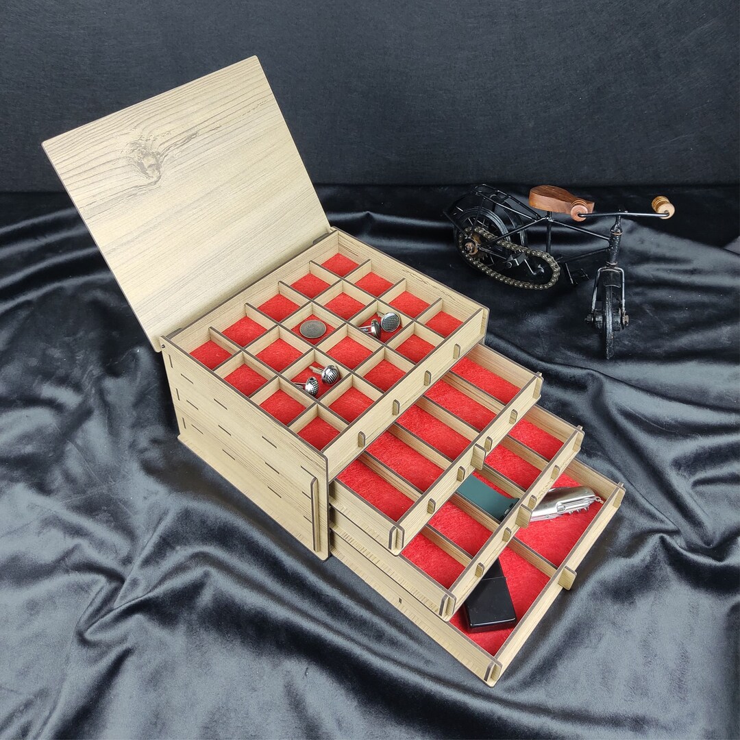 Personalized 4-tier Collection Box: Coin, Crystal, Fossil, Pen Storage ...