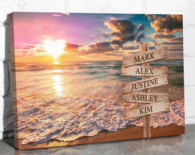 Custom Beach House Sign, Family Sign With Names, Personalized Beach ...