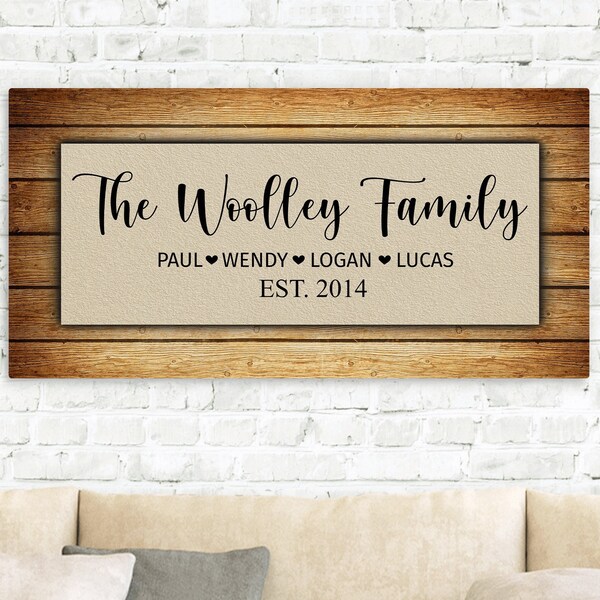 Family Name Sign With Kids Names - Etsy