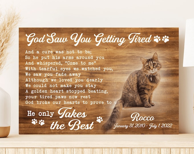 Custom Cat Memorial Gift With Memorial Quote or Poem, Pet Loss Gifts ...