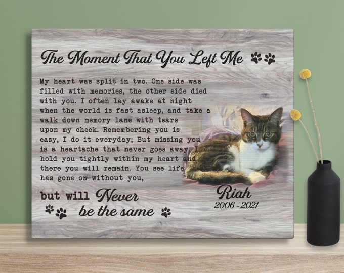 Custom Cat Memorial Gift W/ Photo & Poem, Pet Loss Gifts, Deceased Pet ...