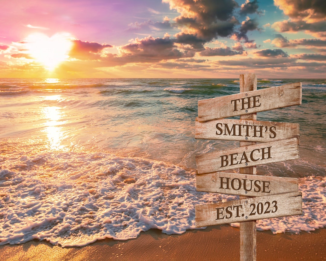 Beach House Signs With Names, Personalized Beach Sign, Custom Family ...