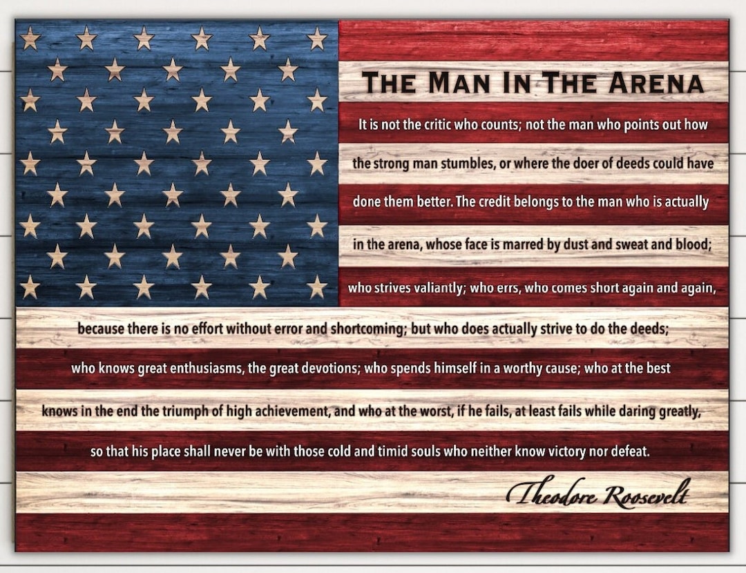 The Man in the Arena Sign, Office Decor for Men, Theodore Roosevelt ...