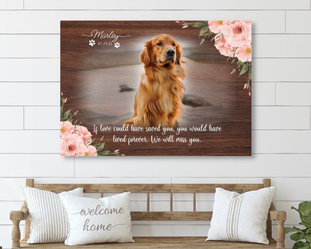 Personalized Dog Memorial Gift, Pet Memorial Photo Frame Canvas Plaque ...