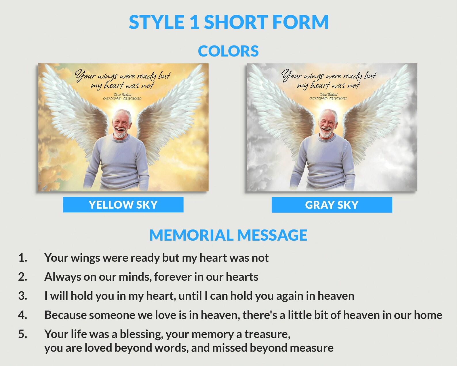 Custom Guardian Angel Portrait, Dad Memorial Gift for Loss of Father ...