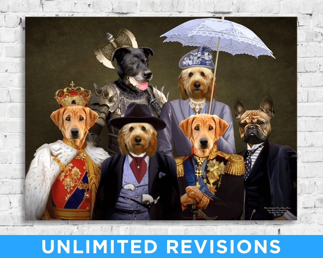 Royal Pet Portrait, Custom Dog Portrait, Renaissance Decor, Multiple ...