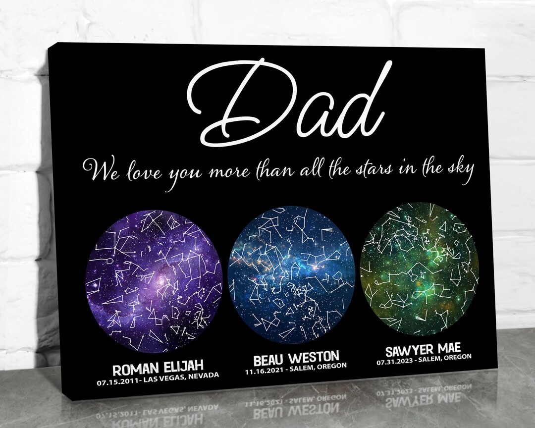 Dad Star Map by Date, Night Sky Wall Art Constellation Print Custom Dad ...