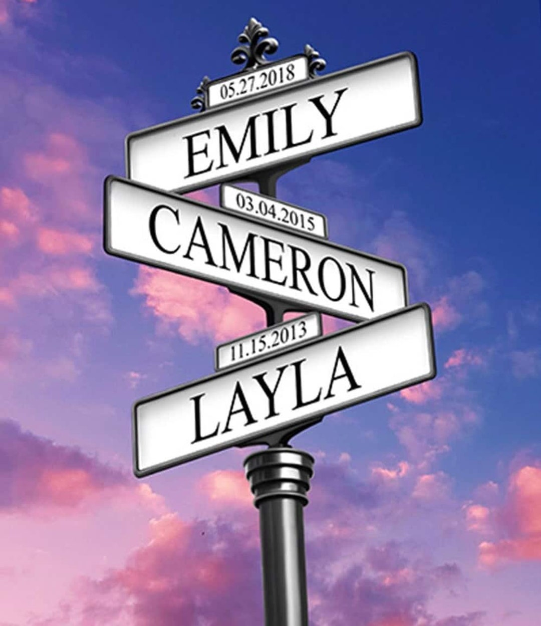 Custom Children Names Sign, Sky Background, Family Name Street Sign ...