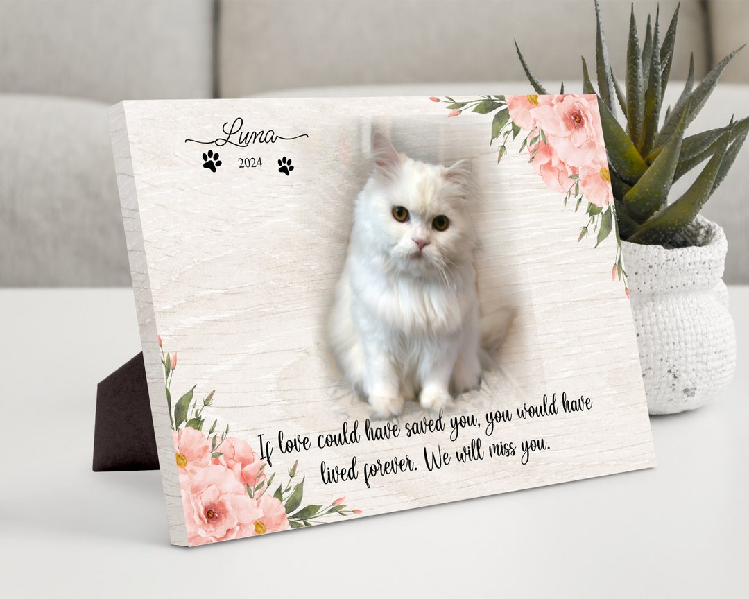 Cat Memorial Gift, Personalized Pet Memorial Photo Frame Canvas Plaque ...