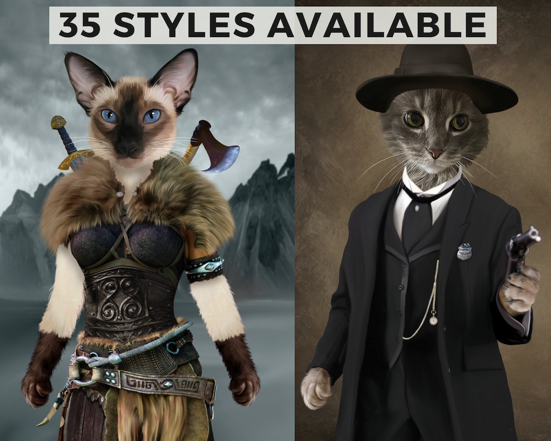 Custom Cat Portrait, Cat Gifts, Cat Dad Gift for Pet Portrait From ...