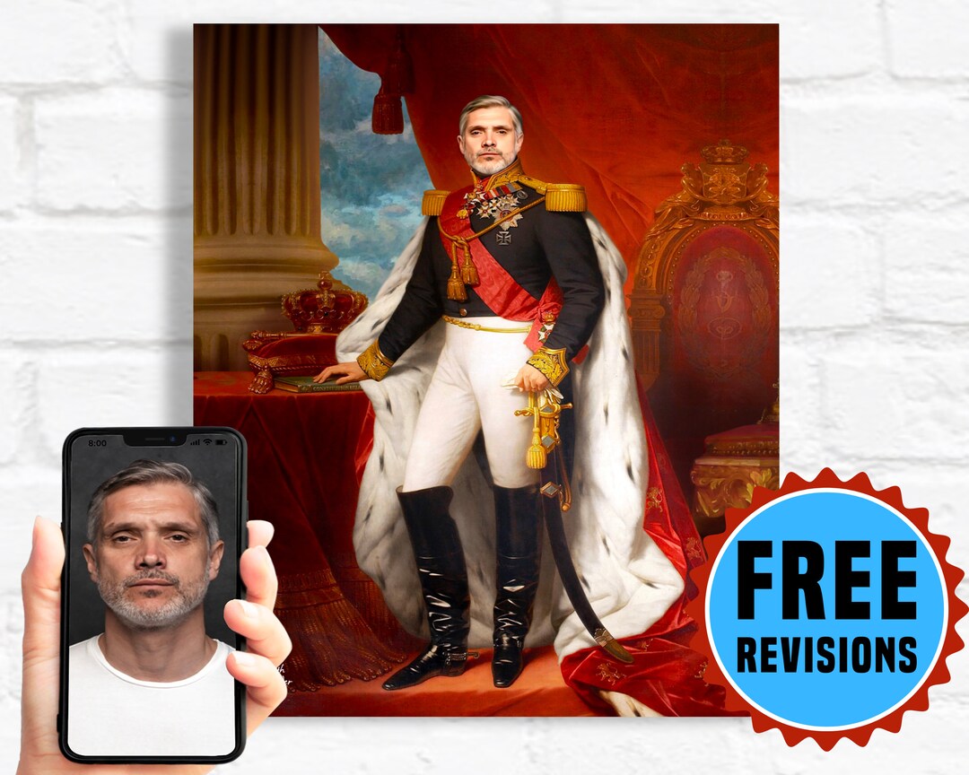 Custom Portrait From Photo Royal King Painting Renaissance Decor Male ...