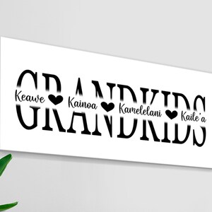 Grandkids Names Sign, Custom Name Sign, Grandchildren Sign ...