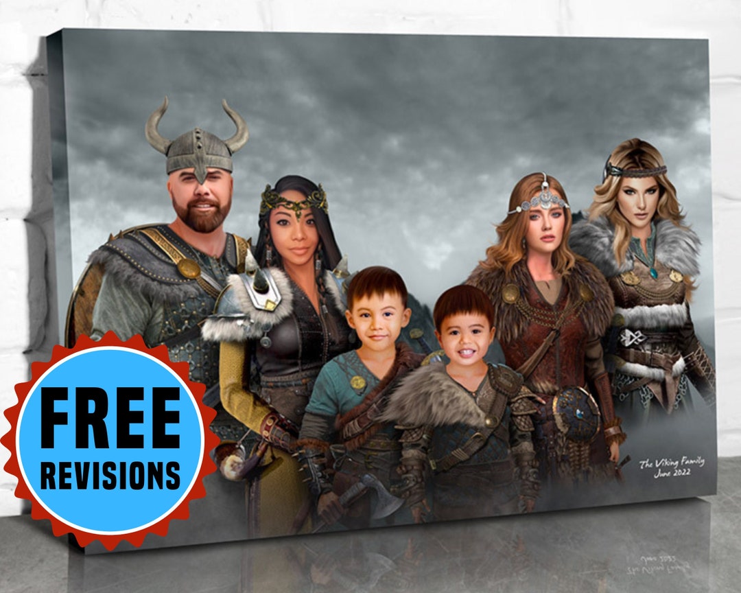 Viking Family, Custom Family Portrait Painting, Photo Merge Art, Funny ...