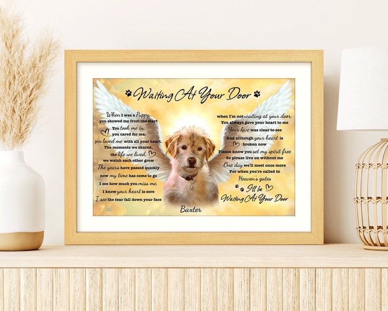 Angel Pet Memorial Portrait Painting & Poem Deceased Pet Loss - Etsy