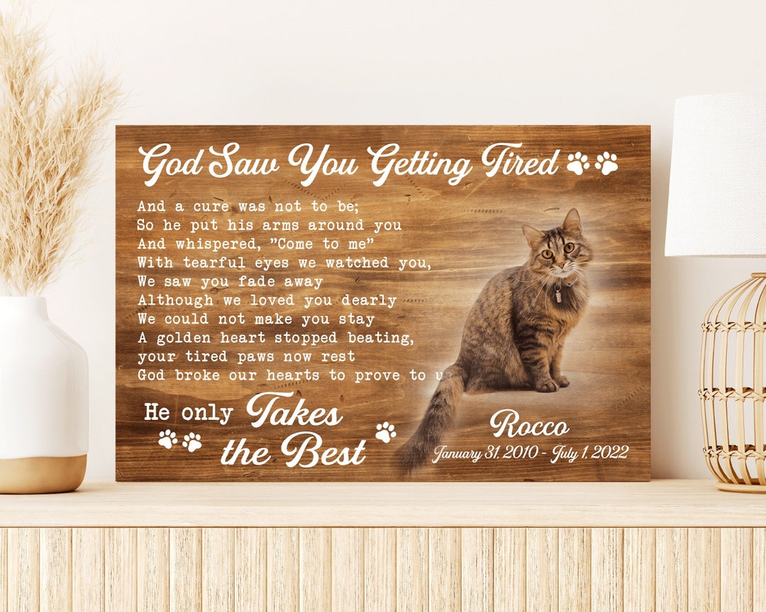 Custom Cat Memorial Gift With Memorial Quote or Poem, Pet Loss Gifts ...